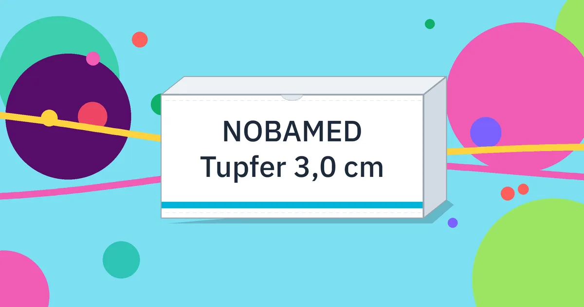 Symbolbild: Packung mit der Aufschrift NOBAMED Tupfer 3,0 cm (PZN 04314132) – Verfügbarkeit und Bezug in Apotheken in Frankfurt am Main