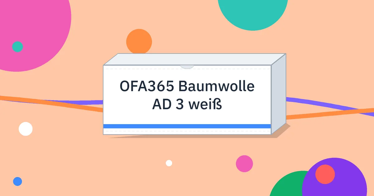 Symbolbild: Packung mit der Aufschrift OFA365 Baumwolle AD 3 weiß (PZN 16723746) – Verfügbarkeit und Bezug in Apotheken in Frankfurt am Main