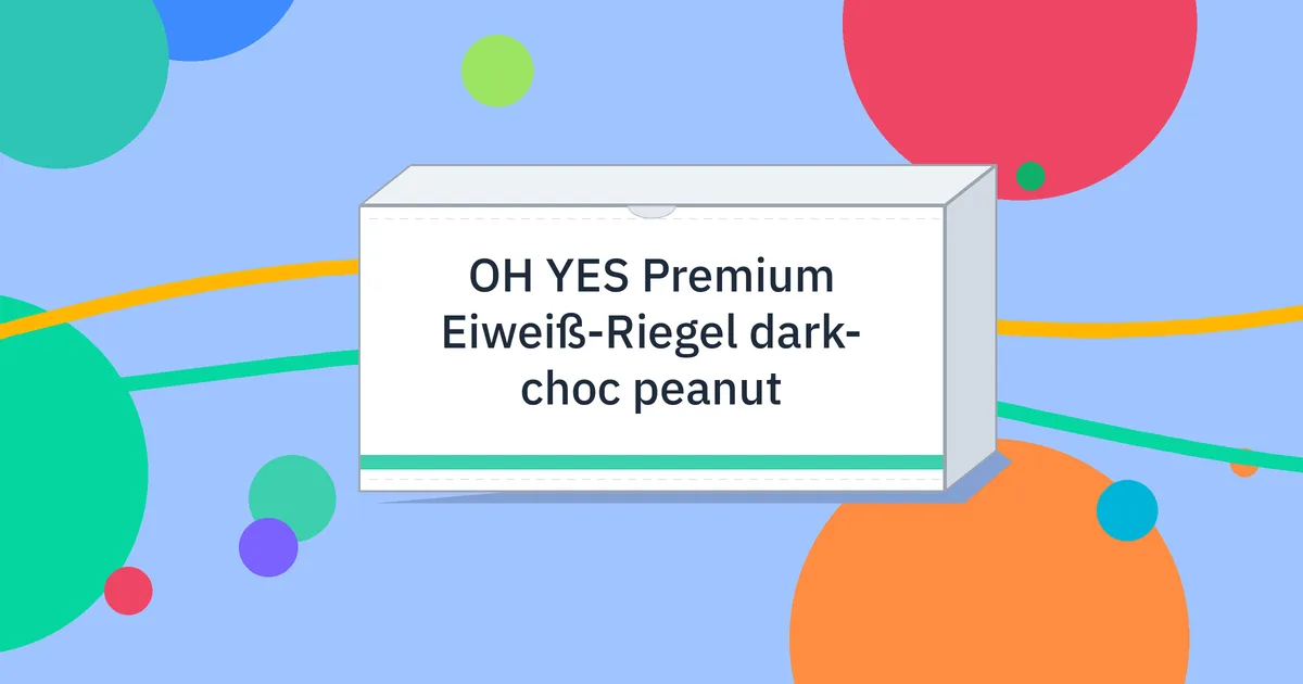 Symbolbild: Packung mit der Aufschrift OH YES Premium Eiweiß-Riegel dark-choc peanut (PZN 17538614) – Verfügbarkeit und Bezug in Apotheken in Frankfurt am Main