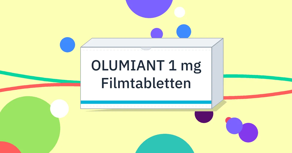 Symbolbild: Packung mit der Aufschrift OLUMIANT 1 mg Filmtabletten (PZN 18840456) – Verfügbarkeit und Bezug in Apotheken in Frankfurt am Main
