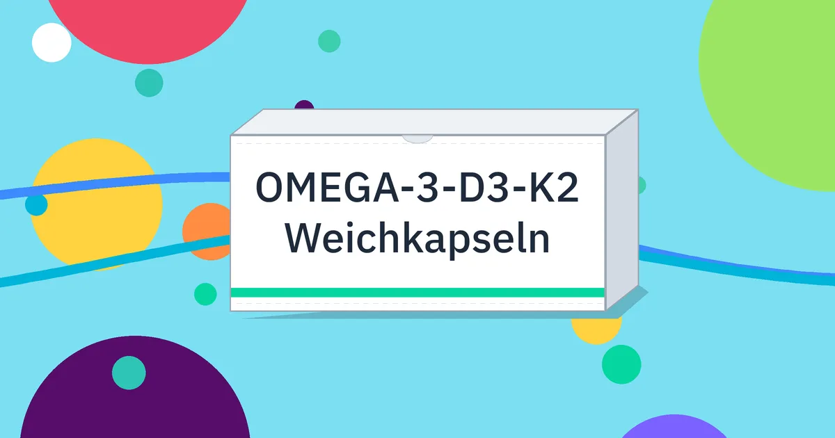 Symbolbild: Packung mit der Aufschrift OMEGA-3-D3-K2 Weichkapseln (PZN 18679156) – Verfügbarkeit und Bezug in Apotheken in Frankfurt am Main