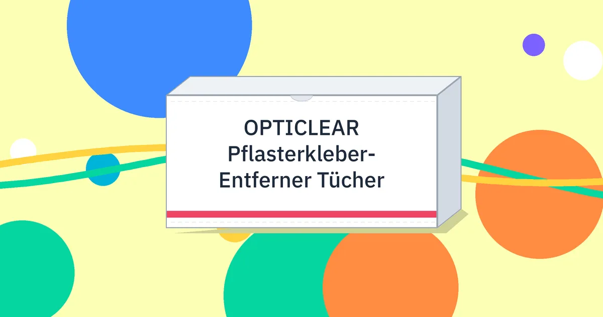 Symbolbild: Packung mit der Aufschrift OPTICLEAR Pflasterkleber-Entferner Tücher (PZN 13904080) – Verfügbarkeit und Bezug in Apotheken in Frankfurt am Main