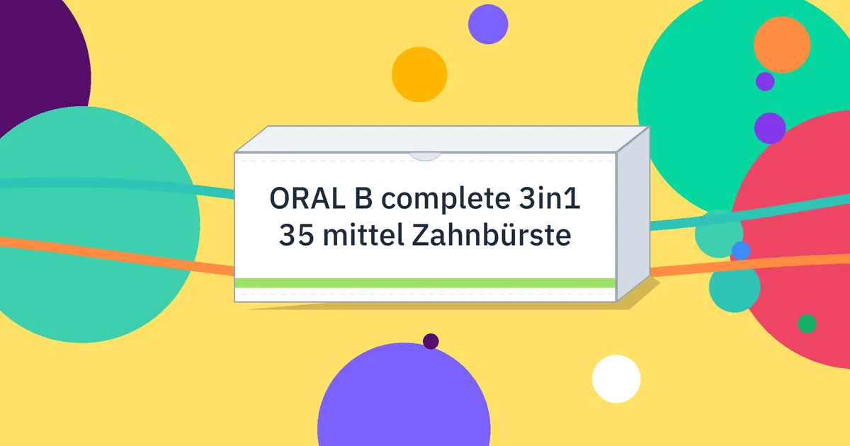 Symbolbild: Packung mit der Aufschrift ORAL B complete 3in1 35 mittel Zahnbürste (PZN 06926129) – Verfügbarkeit und Bezug in Apotheken in Frankfurt am Main