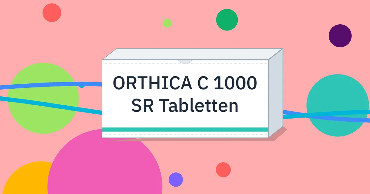 Symbolbild: Packung mit der Aufschrift ORTHICA C 1000 SR Tabletten (PZN 04992694) – Verfügbarkeit und Bezug in Apotheken in Frankfurt am Main