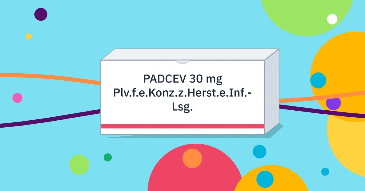 Symbolbild: Packung mit der Aufschrift PADCEV 30 mg Plv.f.e.Konz.z.Herst.e.Inf.-Lsg. (PZN 17502987) – Verfügbarkeit und Bezug in Apotheken in Frankfurt am Main