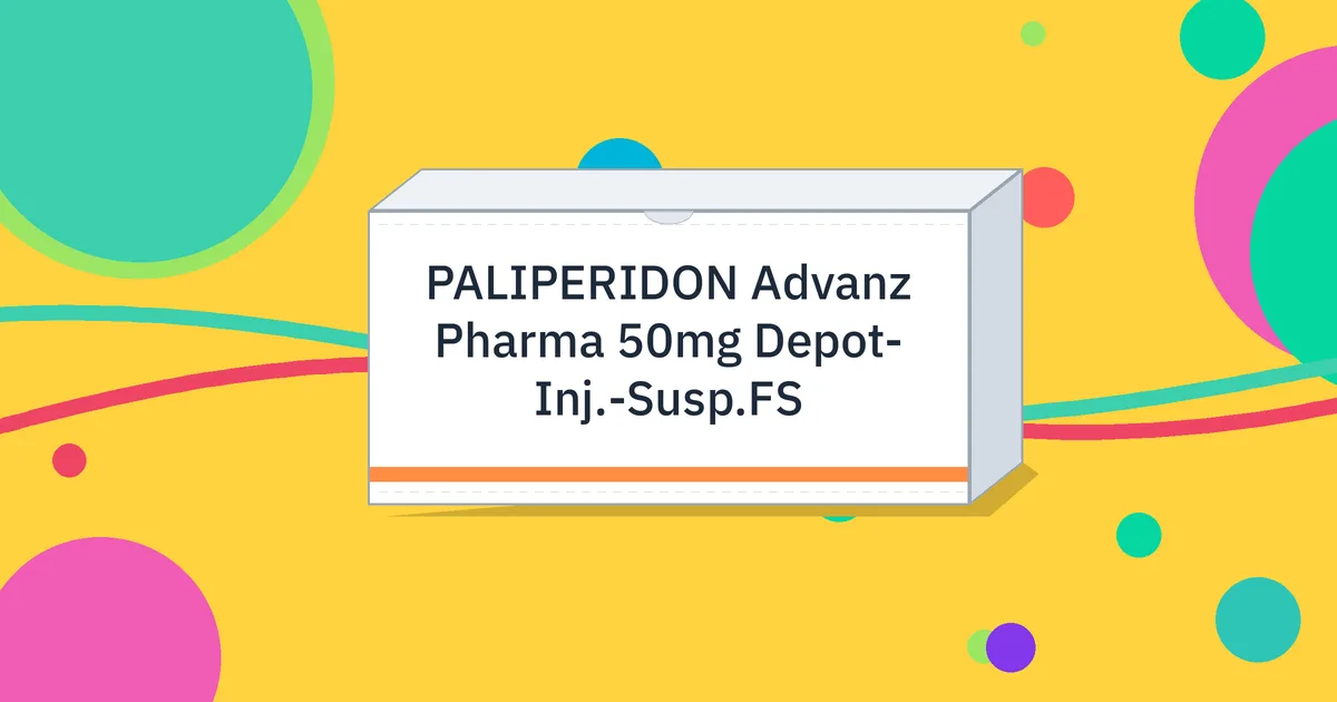 Symbolbild: Packung mit der Aufschrift PALIPERIDON Advanz Pharma 50mg Depot-Inj.-Susp.FS (PZN 18302368) – Verfügbarkeit und Bezug in Apotheken in Frankfurt am Main