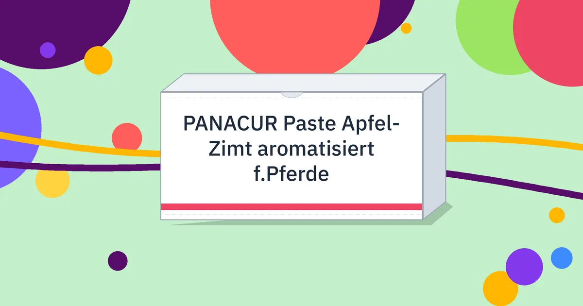 Symbolbild: Packung mit der Aufschrift PANACUR Paste Apfel-Zimt aromatisiert f.Pferde (PZN 00587519) – Verfügbarkeit und Bezug in Apotheken in Frankfurt am Main