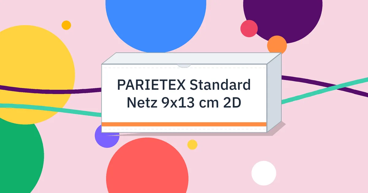 Symbolbild: Packung mit der Aufschrift PARIETEX Standard Netz 9x13 cm 2D (PZN 00347784) – Verfügbarkeit und Bezug in Apotheken in Frankfurt am Main