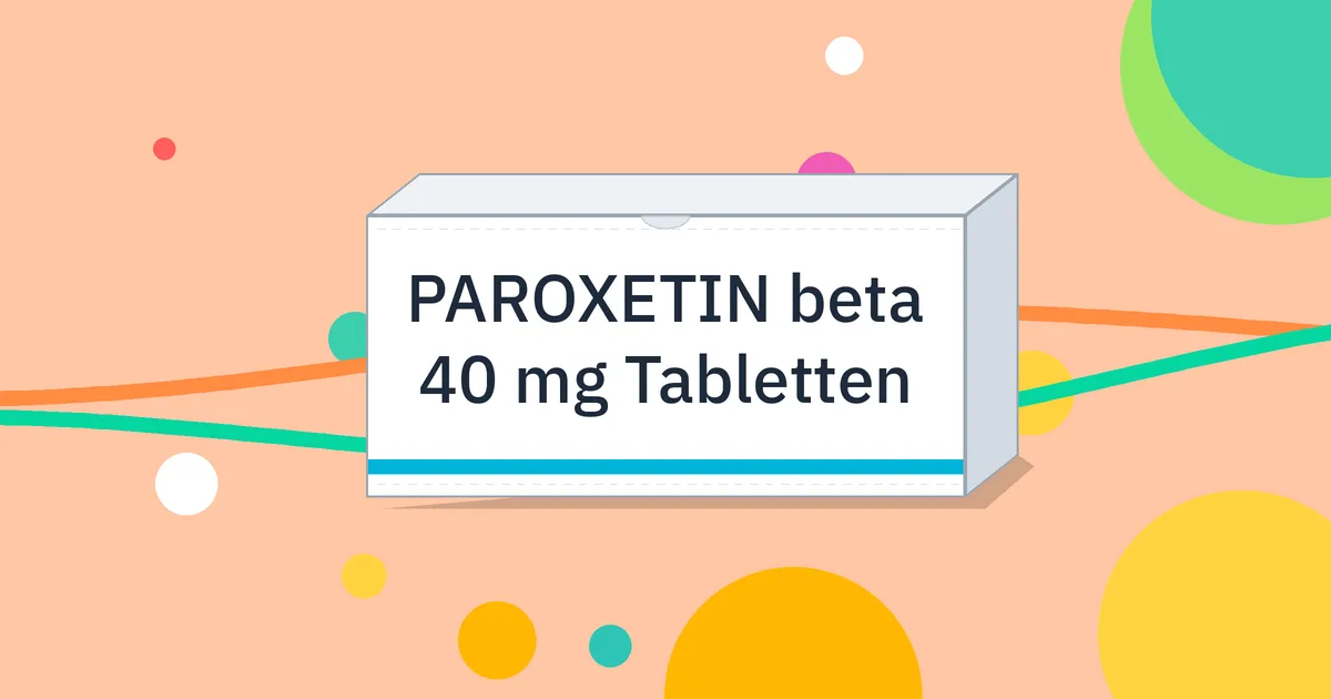 Symbolbild: Packung mit der Aufschrift PAROXETIN beta 40 mg Tabletten (PZN 04787534) – Verfügbarkeit und Bezug in Apotheken in Frankfurt am Main