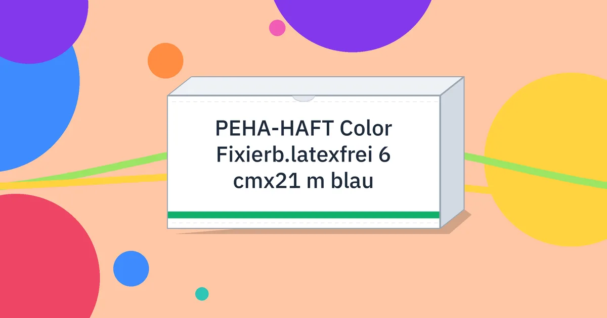 Symbolbild: Packung mit der Aufschrift PEHA-HAFT Color Fixierb.latexfrei 6 cmx21 m blau (PZN 19767684) – Verfügbarkeit und Bezug in Apotheken in Frankfurt am Main