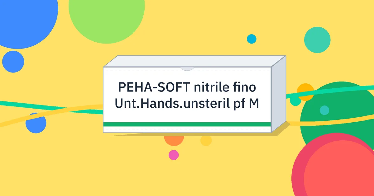 Symbolbild: Packung mit der Aufschrift PEHA-SOFT nitrile fino Unt.Hands.unsteril pf M (PZN 03539509) – Verfügbarkeit und Bezug in Apotheken in Frankfurt am Main