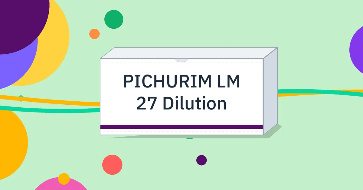 Symbolbild: Packung mit der Aufschrift PICHURIM LM 27 Dilution (PZN 13641309) – Verfügbarkeit und Bezug in Apotheken in Frankfurt am Main