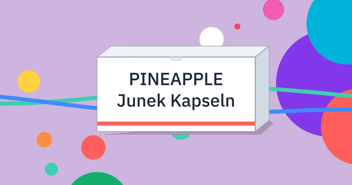 Symbolbild: Packung mit der Aufschrift PINEAPPLE Junek Kapseln (PZN 02575207) – Verfügbarkeit und Bezug in Apotheken in Frankfurt am Main