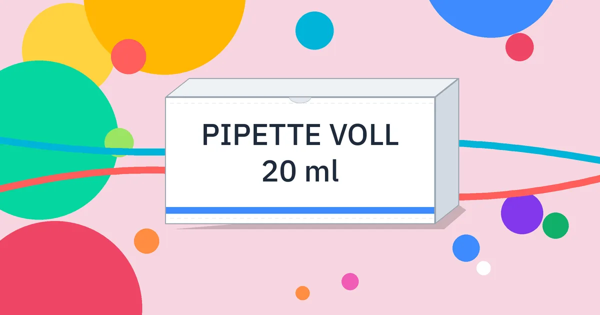 Symbolbild: Packung mit der Aufschrift PIPETTE VOLL 20 ml (PZN 01968324) – Verfügbarkeit und Bezug in Apotheken in Frankfurt am Main