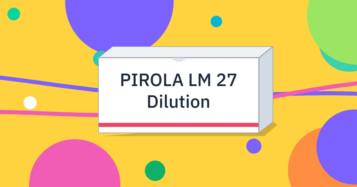 Symbolbild: Packung mit der Aufschrift PIROLA LM 27 Dilution (PZN 13645460) – Verfügbarkeit und Bezug in Apotheken in Frankfurt am Main