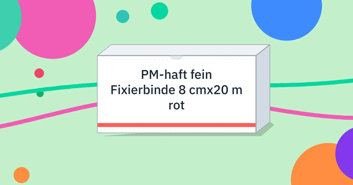 Symbolbild: Packung mit der Aufschrift PM-haft fein Fixierbinde 8 cmx20 m rot (PZN 18844951) – Verfügbarkeit und Bezug in Apotheken in Frankfurt am Main