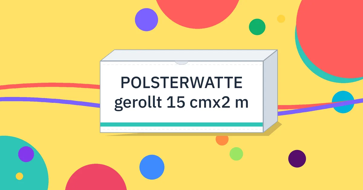 Symbolbild: Packung mit der Aufschrift POLSTERWATTE gerollt 15 cmx2 m (PZN 01985759) – Verfügbarkeit und Bezug in Apotheken in Frankfurt am Main