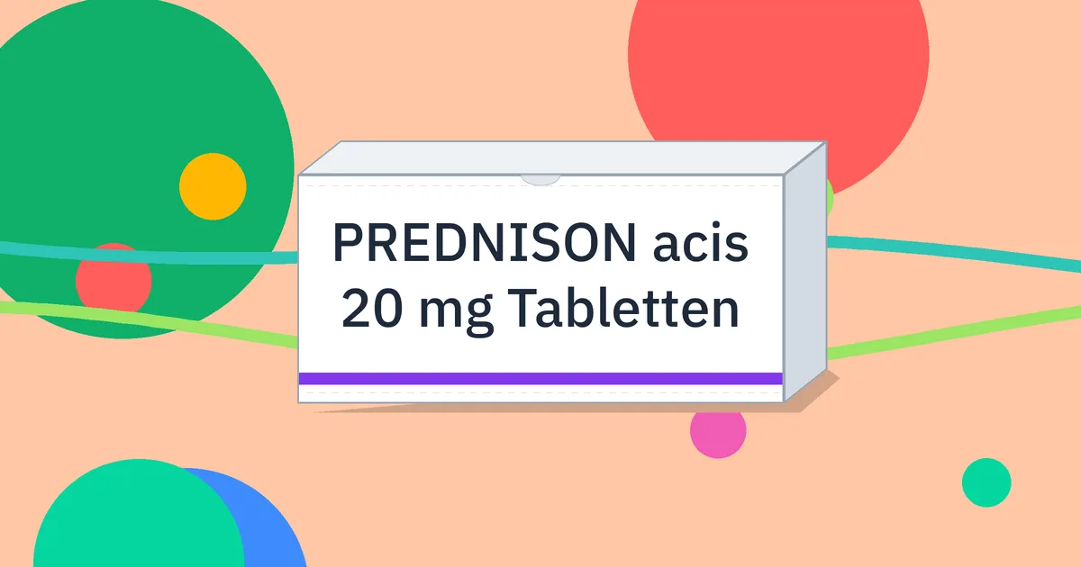 Symbolbild: Packung mit der Aufschrift PREDNISON acis 20 mg Tabletten (PZN 02173466) – Verfügbarkeit und Bezug in Apotheken in Frankfurt am Main