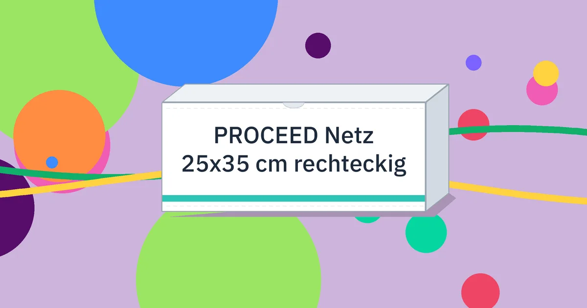 Symbolbild: Packung mit der Aufschrift PROCEED Netz 25x35 cm rechteckig (PZN 20852248) – Verfügbarkeit und Bezug in Apotheken in Frankfurt am Main