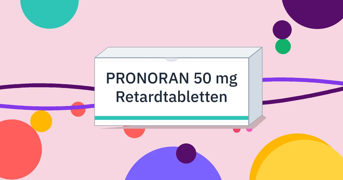 Symbolbild: Packung mit der Aufschrift PRONORAN 50 mg Retardtabletten (PZN 20593657) – Verfügbarkeit und Bezug in Apotheken in Frankfurt am Main