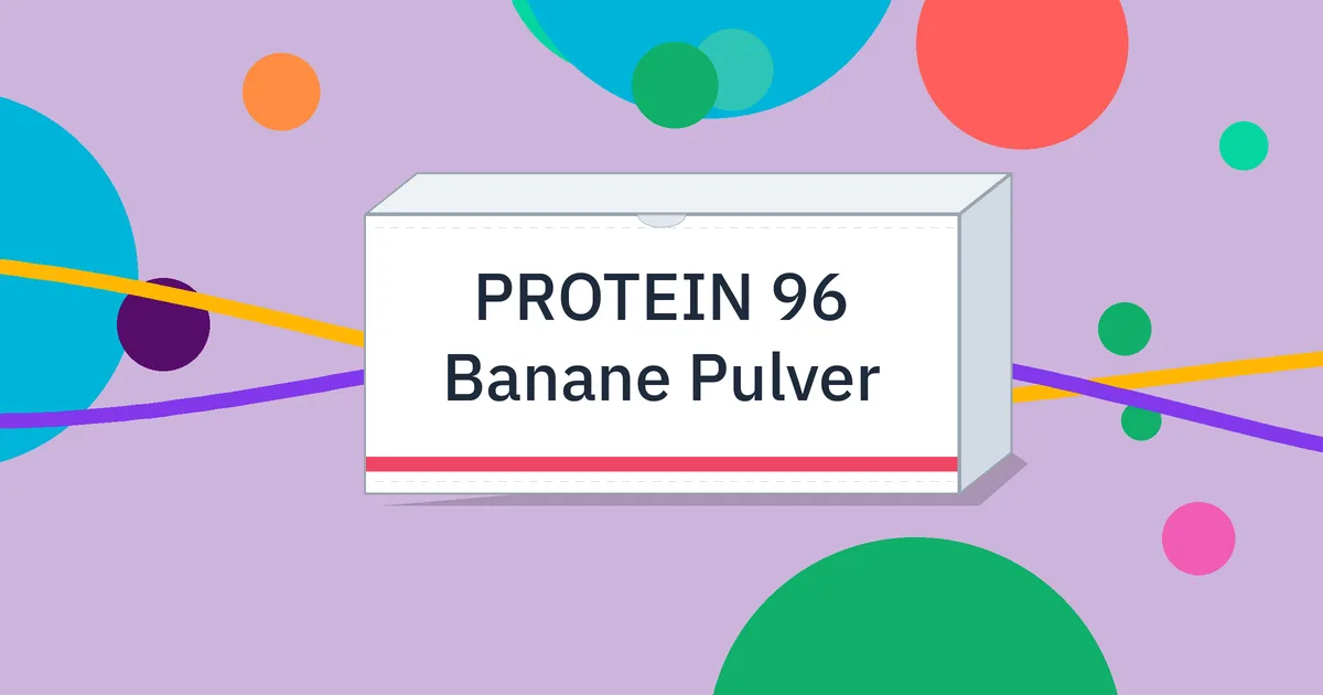Symbolbild: Packung mit der Aufschrift PROTEIN 96 Banane Pulver (PZN 10534145) – Verfügbarkeit und Bezug in Apotheken in Frankfurt am Main