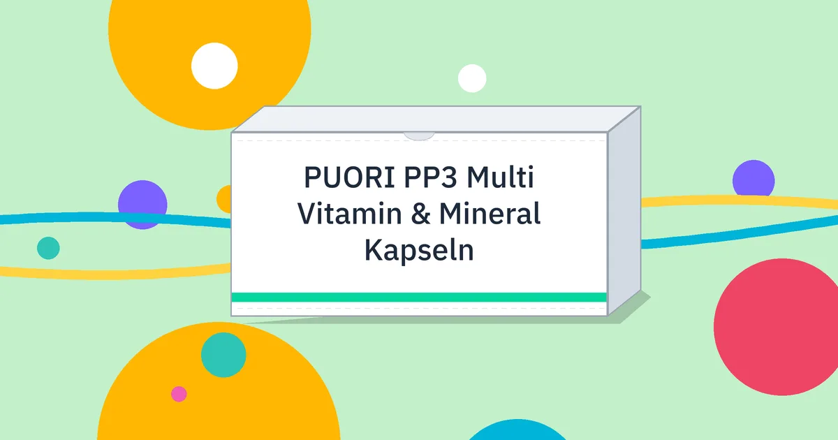 Symbolbild: Packung mit der Aufschrift PUORI PP3 Multi Vitamin & Mineral Kapseln (PZN 17291102) – Verfügbarkeit und Bezug in Apotheken in Frankfurt am Main