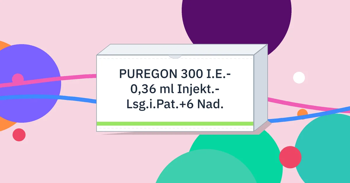 Symbolbild: Packung mit der Aufschrift PUREGON 300 I.E.-0,36 ml Injekt.-Lsg.i.Pat.+6 Nad. (PZN 01156632) – Verfügbarkeit und Bezug in Apotheken in Frankfurt am Main