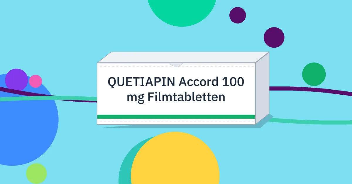 Symbolbild: Packung mit der Aufschrift QUETIAPIN Accord 100 mg Filmtabletten (PZN 13722781) – Verfügbarkeit und Bezug in Apotheken in Frankfurt am Main