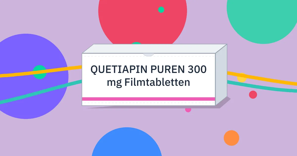 Symbolbild: Packung mit der Aufschrift QUETIAPIN PUREN 300 mg Filmtabletten (PZN 18428460) – Verfügbarkeit und Bezug in Apotheken in Frankfurt am Main