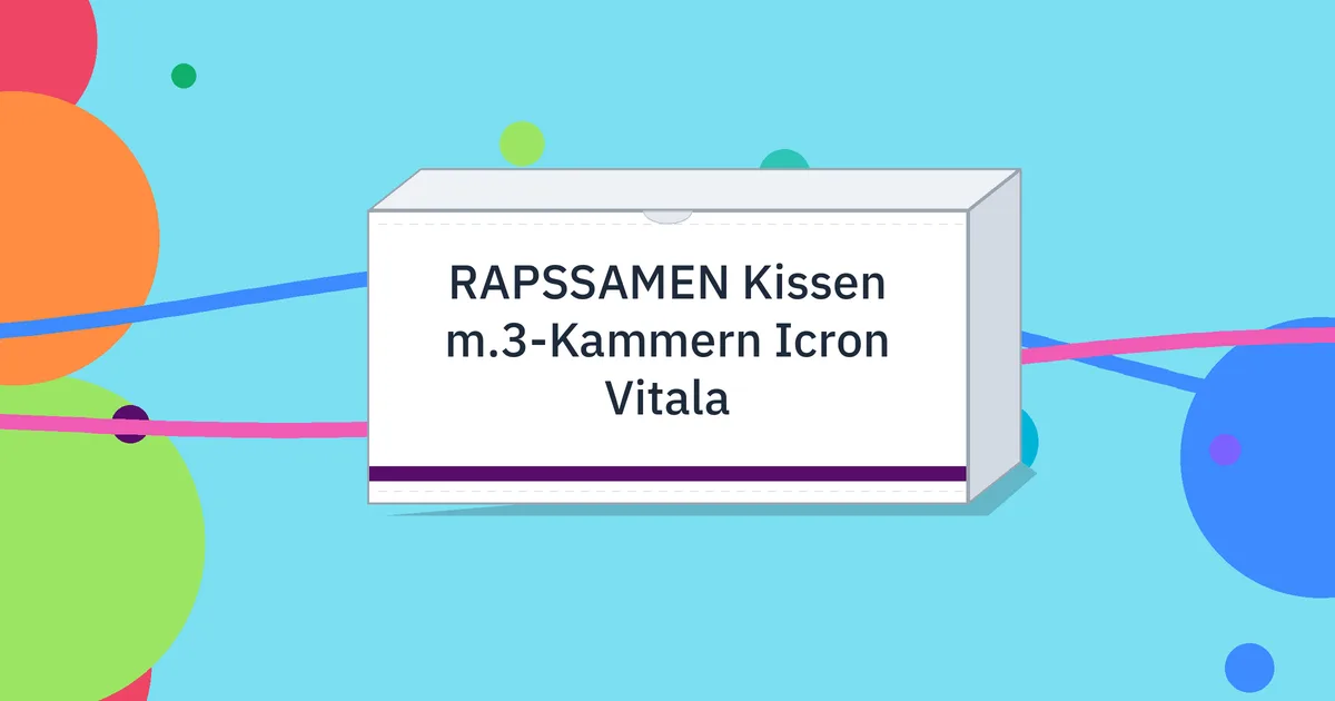 Symbolbild: Packung mit der Aufschrift RAPSSAMEN Kissen m.3-Kammern Icron Vitala (PZN 02895691) – Verfügbarkeit und Bezug in Apotheken in Frankfurt am Main