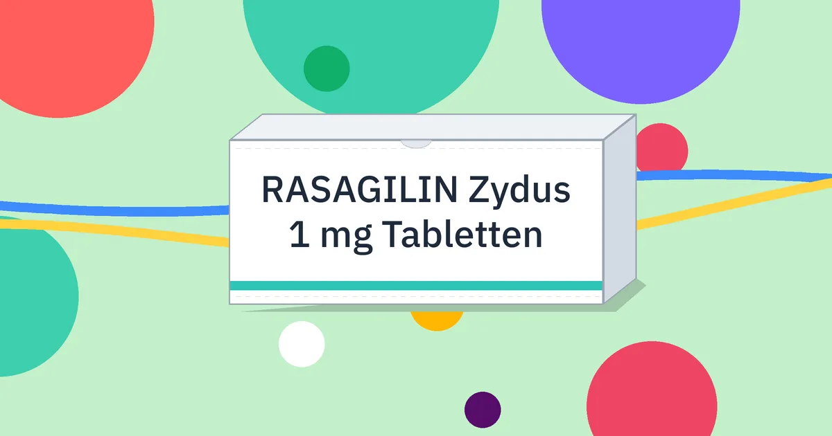 Symbolbild: Packung mit der Aufschrift RASAGILIN Zydus 1 mg Tabletten (PZN 13425020) – Verfügbarkeit und Bezug in Apotheken in Frankfurt am Main
