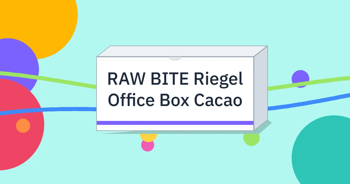 Symbolbild: Packung mit der Aufschrift RAW BITE Riegel Office Box Cacao (PZN 20136115) – Verfügbarkeit und Bezug in Apotheken in Frankfurt am Main