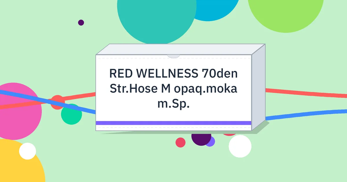 Symbolbild: Packung mit der Aufschrift RED WELLNESS 70den Str.Hose M opaq.moka m.Sp. (PZN 16176439) – Verfügbarkeit und Bezug in Apotheken in Frankfurt am Main