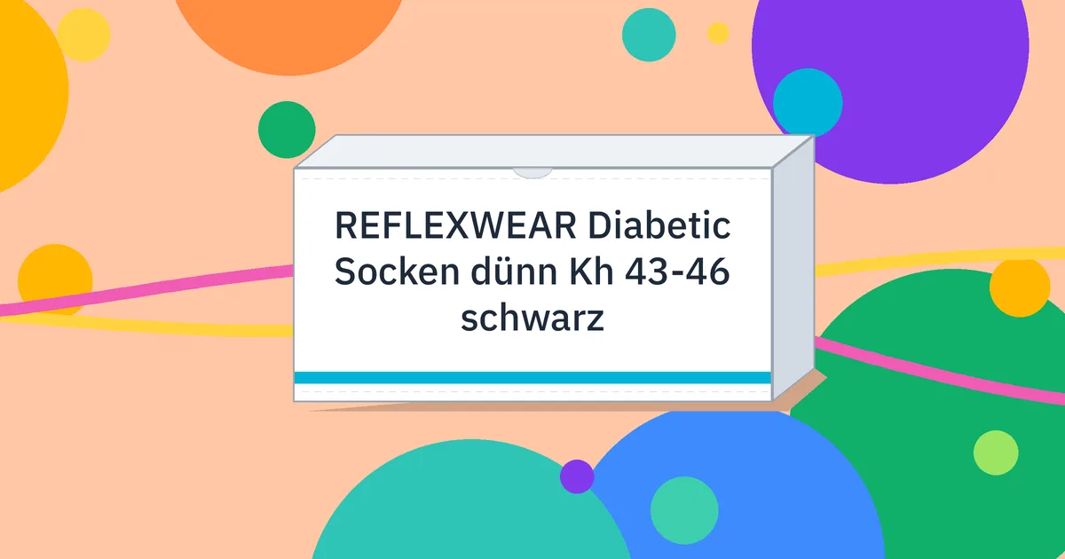 Symbolbild: Packung mit der Aufschrift REFLEXWEAR Diabetic Socken dünn Kh 43-46 schwarz (PZN 14400950) – Verfügbarkeit und Bezug in Apotheken in Frankfurt am Main