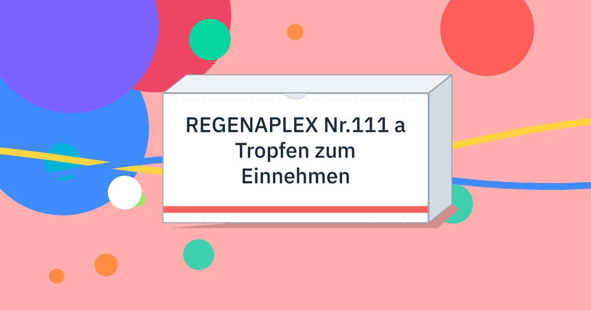 Symbolbild: Packung mit der Aufschrift REGENAPLEX Nr.111 a Tropfen zum Einnehmen (PZN 02643647) – Verfügbarkeit und Bezug in Apotheken in Frankfurt am Main