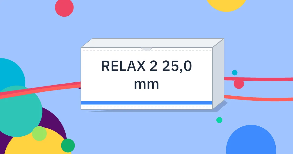 Symbolbild: Packung mit der Aufschrift RELAX 2 25,0 mm (PZN 09188643) – Verfügbarkeit und Bezug in Apotheken in Frankfurt am Main