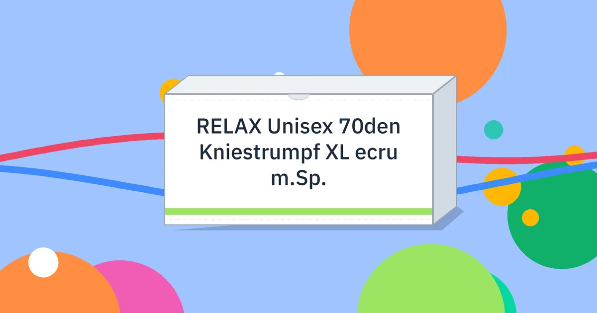 Symbolbild: Packung mit der Aufschrift RELAX Unisex 70den Kniestrumpf XL ecru m.Sp. (PZN 01379881) – Verfügbarkeit und Bezug in Apotheken in Frankfurt am Main