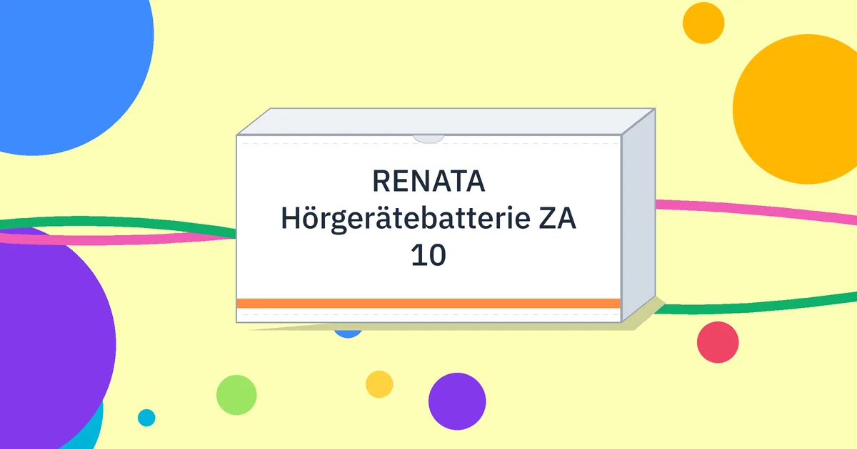 Symbolbild: Packung mit der Aufschrift RENATA Hörgerätebatterie ZA 10 (PZN 00979248) – Verfügbarkeit und Bezug in Apotheken in Frankfurt am Main