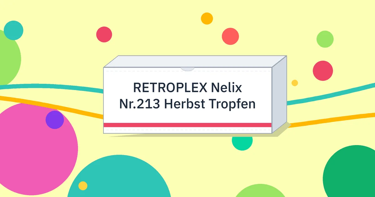 Symbolbild: Packung mit der Aufschrift RETROPLEX Nelix Nr.213 Herbst Tropfen (PZN 18443057) – Verfügbarkeit und Bezug in Apotheken in Frankfurt am Main