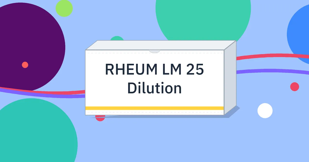 Symbolbild: Packung mit der Aufschrift RHEUM LM 25 Dilution (PZN 13049634) – Verfügbarkeit und Bezug in Apotheken in Frankfurt am Main