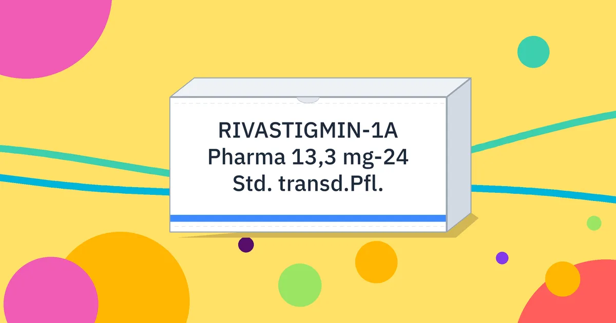Symbolbild: Packung mit der Aufschrift RIVASTIGMIN-1A Pharma 13,3 mg-24 Std. transd.Pfl. (PZN 12444073) – Verfügbarkeit und Bezug in Apotheken in Frankfurt am Main