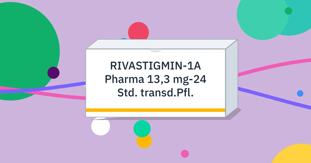 Symbolbild: Packung mit der Aufschrift RIVASTIGMIN-1A Pharma 13,3 mg-24 Std. transd.Pfl. (PZN 12444067) – Verfügbarkeit und Bezug in Apotheken in Frankfurt am Main
