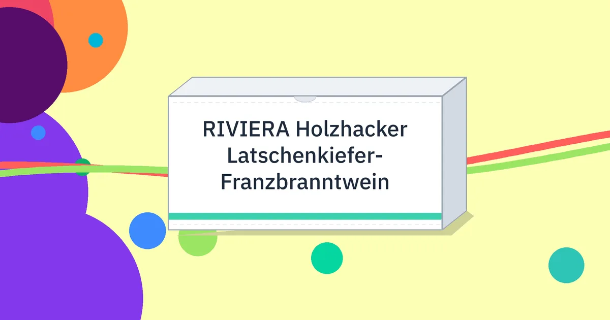 Symbolbild: Packung mit der Aufschrift RIVIERA Holzhacker Latschenkiefer-Franzbranntwein (PZN 19358595) – Verfügbarkeit und Bezug in Apotheken in Frankfurt am Main