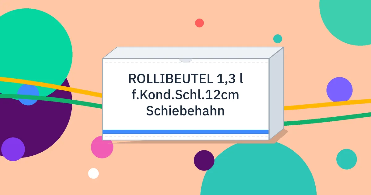 Symbolbild: Packung mit der Aufschrift ROLLIBEUTEL 1,3 l f.Kond.Schl.12cm Schiebehahn (PZN 00731152) – Verfügbarkeit und Bezug in Apotheken in Frankfurt am Main
