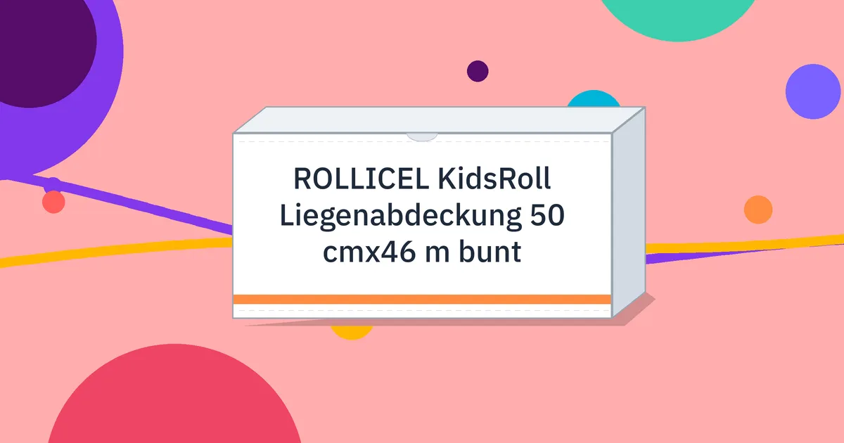Symbolbild: Packung mit der Aufschrift ROLLICEL KidsRoll Liegenabdeckung 50 cmx46 m bunt (PZN 19779397) – Verfügbarkeit und Bezug in Apotheken in Frankfurt am Main