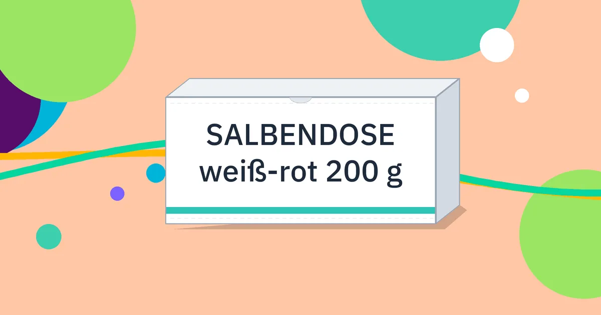 Symbolbild: Packung mit der Aufschrift SALBENDOSE weiß-rot 200 g (PZN 18138928) – Verfügbarkeit und Bezug in Apotheken in Frankfurt am Main