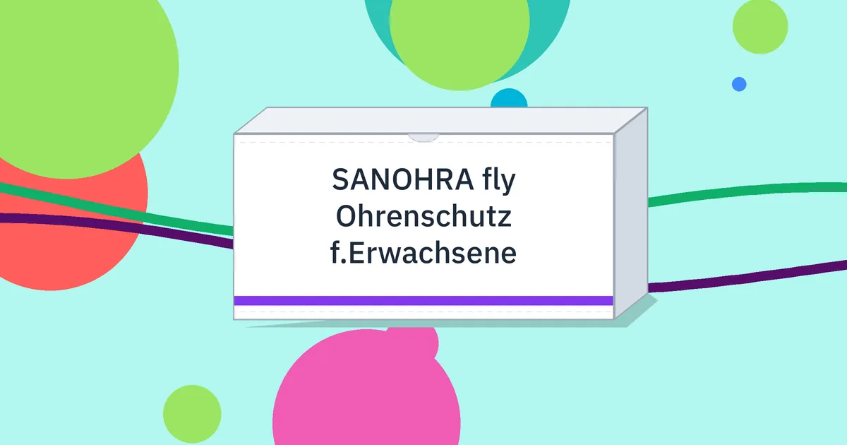 Symbolbild: Packung mit der Aufschrift SANOHRA fly Ohrenschutz f.Erwachsene (PZN 01719756) – Verfügbarkeit und Bezug in Apotheken in Frankfurt am Main