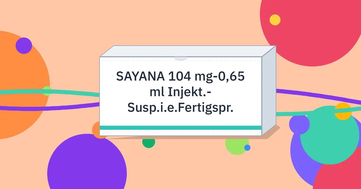 Symbolbild: Packung mit der Aufschrift SAYANA 104 mg-0,65 ml Injekt.-Susp.i.e.Fertigspr. (PZN 05035753) – Verfügbarkeit und Bezug in Apotheken in Frankfurt am Main