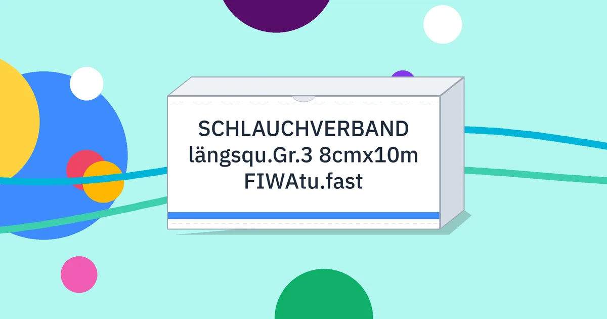 Symbolbild: Packung mit der Aufschrift SCHLAUCHVERBAND längsqu.Gr.3 8cmx10m FIWAtu.fast (PZN 12407847) – Verfügbarkeit und Bezug in Apotheken in Frankfurt am Main