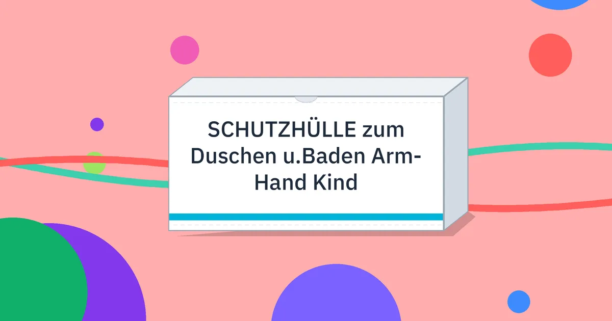 Symbolbild: Packung mit der Aufschrift SCHUTZHÜLLE zum Duschen u.Baden Arm-Hand Kind (PZN 10915456) – Verfügbarkeit und Bezug in Apotheken in Frankfurt am Main